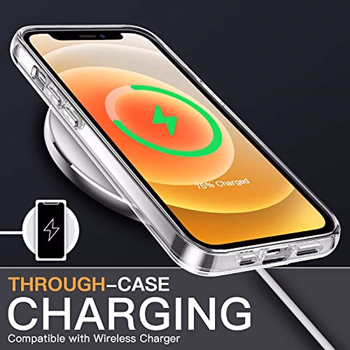 JETech 3 in 1 Case for iPhone 12 6.1-Inch, with 2-Pack Screen Protector and 2-Pack Camera Lens Protector, Non-Yellowing Shockproof Bumper Phone Cover, Full Coverage Tempered Glass Film (Clear)