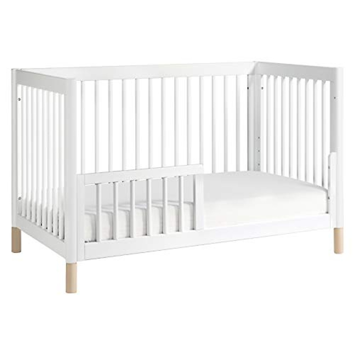 Babyletto Gelato 4-in-1 Convertible Crib with Toddler Bed Conversion in White and Washed Natural, Greenguard Gold Certified