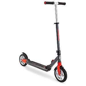 Mongoose Elevate Duo Air Youth/Adult Folding Kick Scooter, Air Filled Tires, Ages 8 Years and Up, Kickstand, Max Rider Weight 220 Pounds, Grey/Red