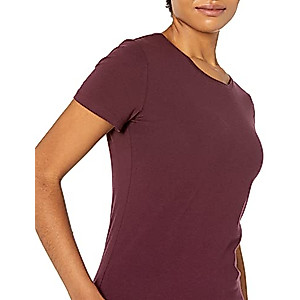 Amazon Essentials Women's Classic-Fit Short-Sleeve Crewneck T-Shirt, Pack of 2, Burgundy/Navy, Large
