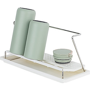 carrotez Bottle Drying Rack, Cup Drying Rack,Tumbler Drying Rack with Drain Tray - Bottle with Narrow and Wide Openings with Various Capacity, Different Bottle Type, Mug Type and Cup Type - White