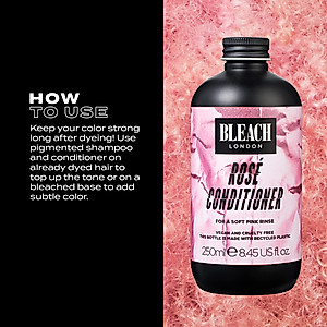 BLEACH LONDON Rose Conditioner - Soft Pastel Pink Rinse, Color Toning and Preserving, Vegan, Cruelty Free, Daily Hair Nourishment, Color Depositing Formula, 8.45 fl oz