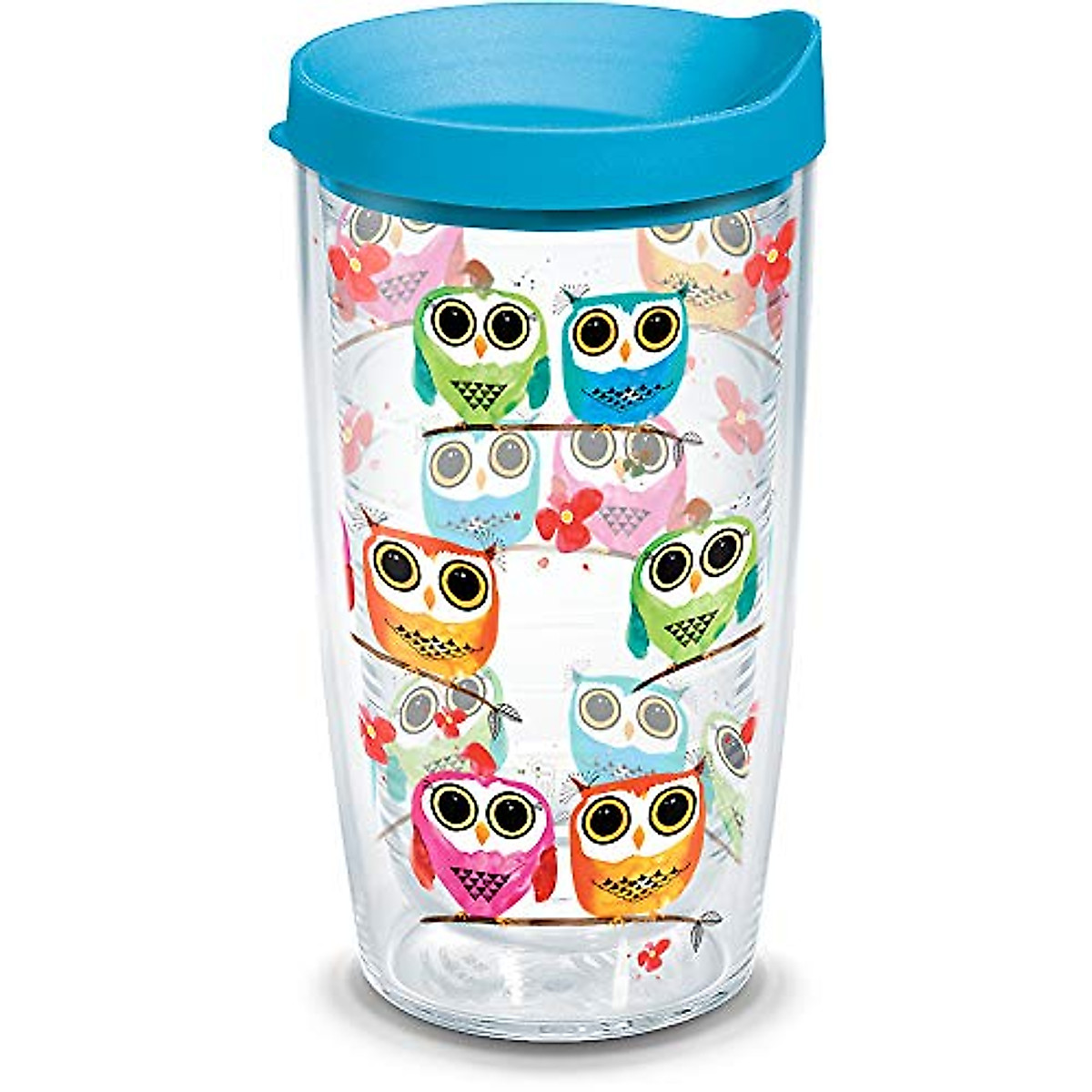Tervis Colorful Woodland Owls Made in USA Double Walled Insulated Tumbler Cup Keeps Drinks Cold & Hot, 16oz, Clear