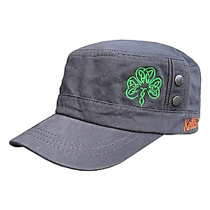 Lucky Irish St Patrick's Day Womans Short Brim Baseball Hat Featuring a Celtic Design Green Shamrock (Gray w/Green Shamrock)