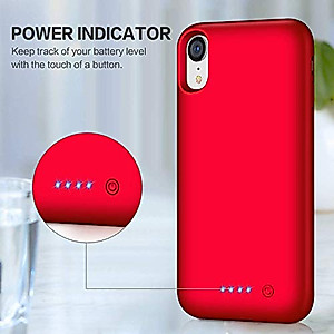 H H·E·T·P Battery Case for iPhone XR Upgraded【6800mAh】 Portable Rechargeable Charger Case for iPhone XR Extended Battery Pack for iPhone XR Protective Charging Case Backup Cover(6.1 inch) - Red