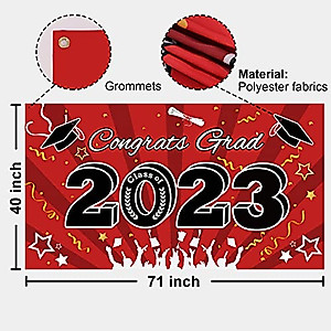 Bunny Chorus Graduation Decorations 2023 Party Backdrop Banner, Extra Large 71" x 40" Red Black 2023 Photo Booth Props Decorations, Congrats Grad Home for Outdoor Indoor Supplies