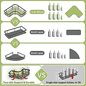 Corner Shower Caddy, Shower Organizer with Soap Holder, 14 Hooks, Adhesive Shower Shelf for Inside Shower, 3 Pack Black Shower Rack, No Drilling Stainless Steel Bathroom Shower Storage Basket