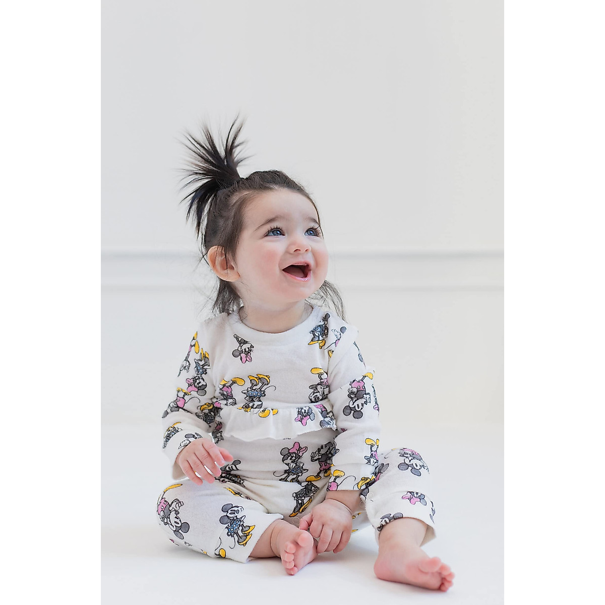 Disney Mickey Mouse Minnie Mouse Newborn Baby Girls Snap Sleep N' Play Coverall White 0-3 Months