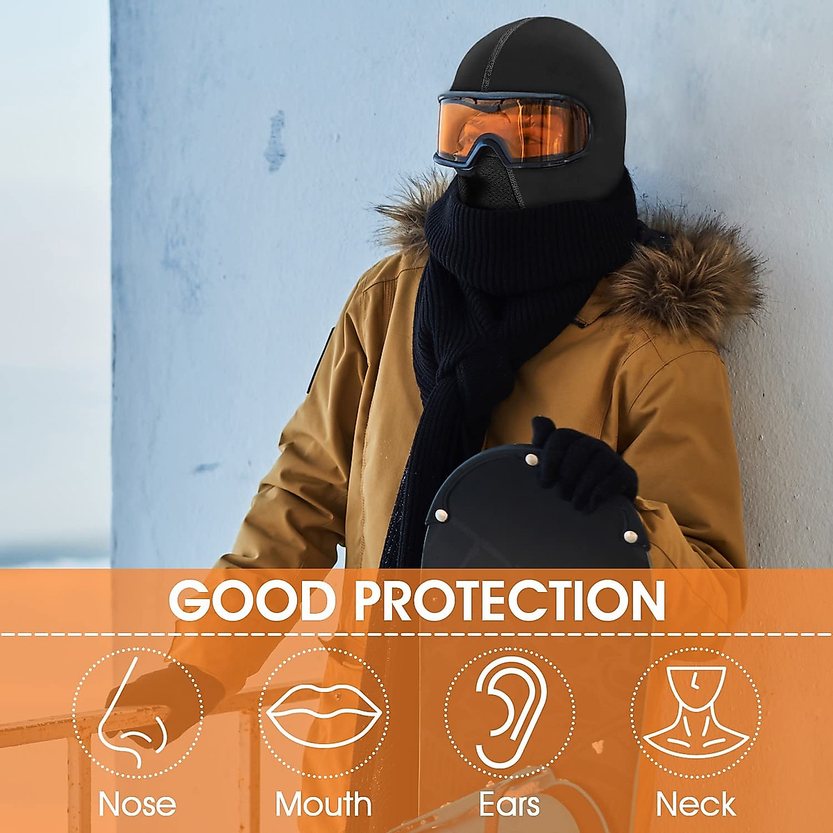 Balaclava Long Neck Face Mask - Dustproof Windproof - Hood Beanie Thermal Tactical Mask - Outdoor Sports - Adult Motorcycle, [1pc] Black