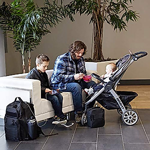 Brinero Diaper Bag Backpack for Dad, X-Large Bag With USB Port, Detachable Lunch Box, XL Changing Pad, 2 Large Water Bottle Pockets, Stroller Straps, Wipe Pocket Military Diaper Bags