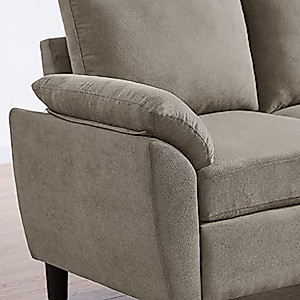 Pingliang Home 79" Convertible Sectional Sofa, Small L Shaped Couch with Reversible Chaise, Modern Linen Fabric 3-Seat Sofa Couches for Living Room, Apartment and Small Space (Beige)