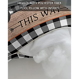 Recliner Head Pillow Ledge Loungers Chair Pillows with Insert Truck Carry Pumpkin Black Plaid Wooden Board Lumbar Pillow with Adjustable Strap Outdoor Waterproof Patio Pillows for Beach Pool, 2 PCS