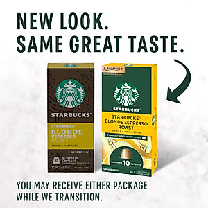 Starbucks by Nespresso Blonde Roast Espresso (50-count single serve capsules, compatible with Nespresso Original Line System)