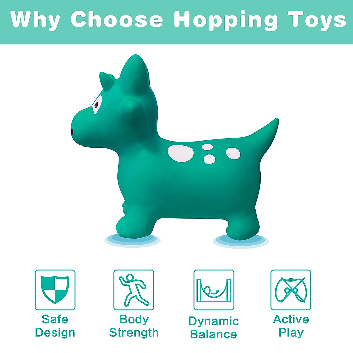 HotMax Bouncy Horse, Dinosaur Hopper Toys for Kids, Inflatable Ride on Bouncy Animals Toys for Toddlers, Jumping Horse for Baby Year Old Birthday Gift for Boy or Girl (Triceratops)