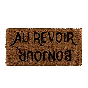 Creative Co-Op Bonjour/Au Revoir Natural Coir Doormat, 32" x 16"