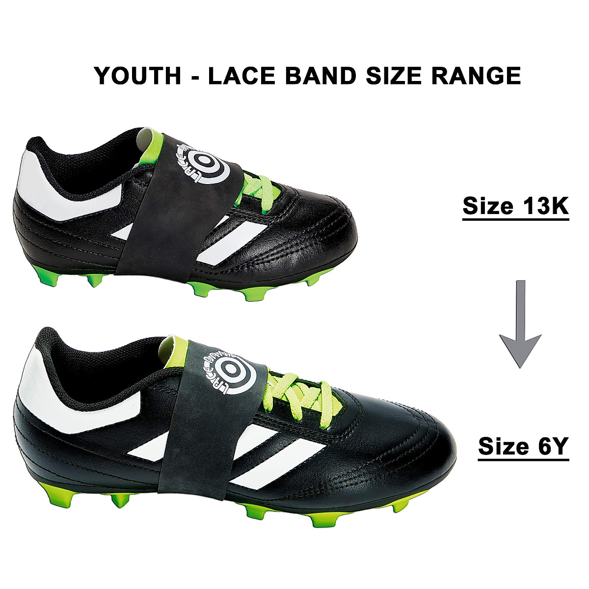 Unique Sports Youth Lace Bands Soccer Cleat Lace Cover and Lace Protector, Black, Youth