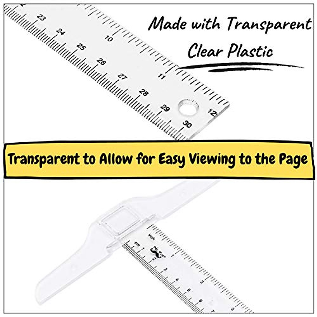 Mr. Pen- 12 Inches Plastic 3 Pack, T Square Ruler, Transparent, Drafting T Square, T Ruler for Crafting, Clear