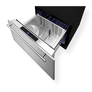 Summit Appliance FF1DSS24 24" Wide Built-In Drawer Refrigerator, Black 21.5" Wide Cabinet, Oversized 24" Stainless Steel Door, No Frost, 115V