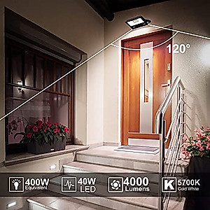HYDONG RGB LED Flood Light Outdoor 400W Equivalent Color Change & Daylight 5700K Landscape Light with Remote, Timing, IP66 Waterproof for Yard, Patio, Garage - 4 Pack