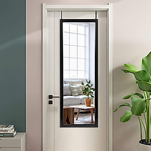 NeuType 43"x16" Over The Door Full Length Mirror, Door Wall Mirror, Wall Mount Over The Door Hanging Mirror with 2 Metal Hangers for Wall Bedroom, Bathroom, Living Room, Home Decoration (Black)