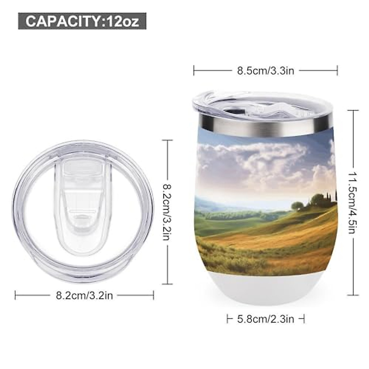 WYUSPGK 304 Stainless Steel Insulated Cup, Landscape Print Smooth Rim, Durable & Reusable - Perfect for Office, Home, And Travel