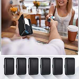 Sanwuta 12 Pcs Aluminum Wallet Credit Cards Holder Multi Slim RFID Blocking ID Credit Card Case Protector Metal Card Holder for Men Women (Black)