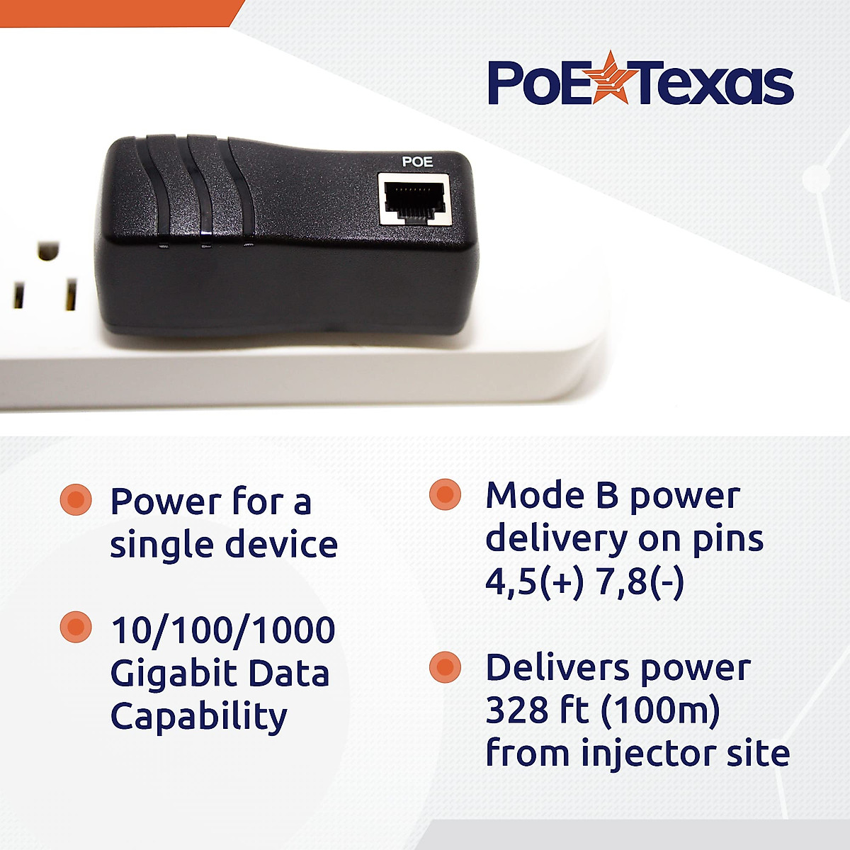 PoE Texas Raspberry Pi PoE Hat PoE Injector - Single Port Power Over Ethernet Passive PoE Adapter