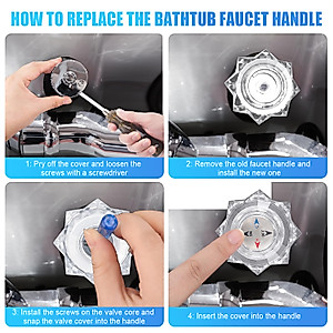 Shower Faucet Handle Replacement, Shower Knob Kit Hot and Cold Bathroom Faucet Knobs Replacement Bathtub Knobs for Delta Peerless