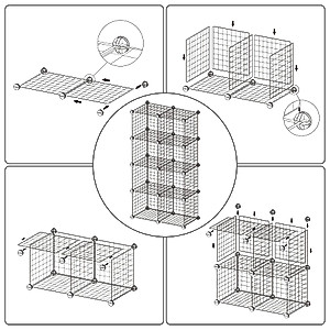 C&AHOME Wire Cube Storage, 8 - Cube Organizer Metal C Grids, Modular Shelves Units, Closet Organizer, Ideal for Home, Office, Living Room, 24.8" L x 12.4" W x 48.4" H, Pink UWCS3008P