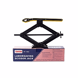 TENFUN Scissor Jack 1.5 Ton(3,307 lbs) Car Jack with The Saving Strength Ratcheting Handle