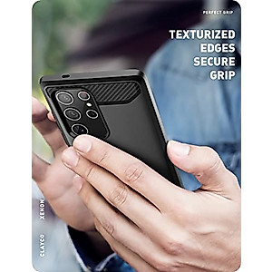Clayco Xenon Series Case for Samsung Galaxy S22 Ultra (6.8 Inch) 5G 360 Degree Mobile Phone Case Robust Protective Bumper Case Full Cover with Integrated Screen Protector 2022 Edition (Black)