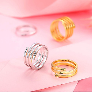 Getname Necklace Custom Name Ring Sterling Silver 2-5 Engraved Name Ring Personalized Ring Dainty Custom Rings Gift for Women Mom Grandma