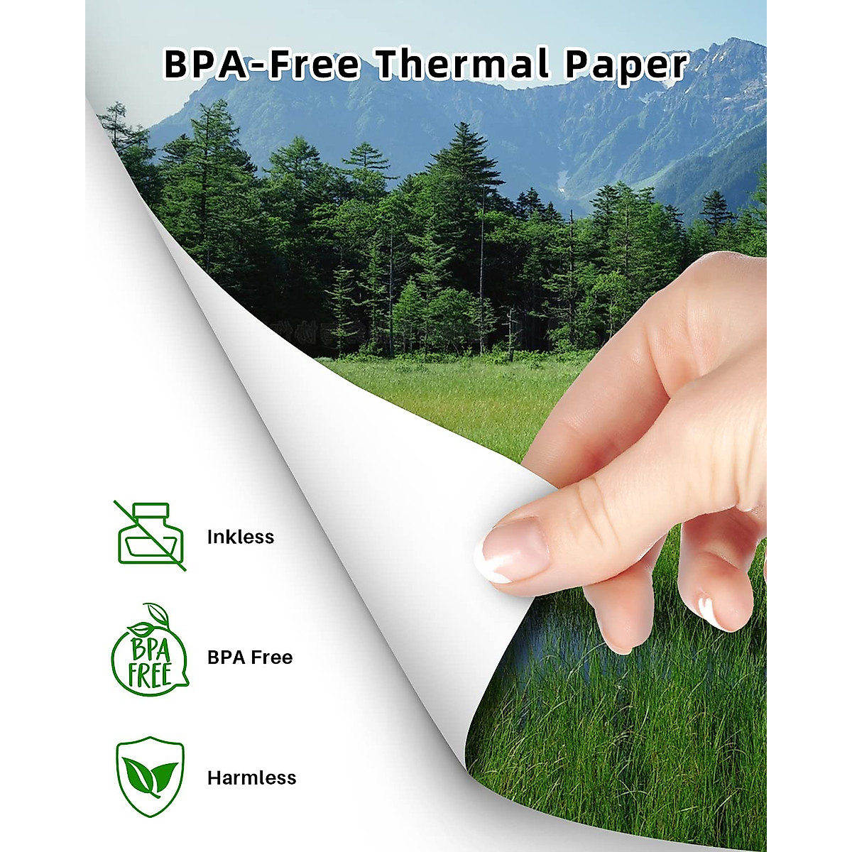 Phomemo Portable Printer Wireless for Travel & US Letter Folding Thermal Paper Size 8.5" x 11",100 Sheets, Inkless Thermal Compact Printer, Compatible with Android and iOS Phone & Laptop