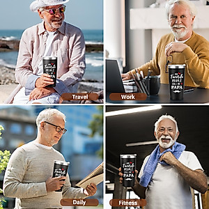 Papa Tumbler Cup Gifts for Grandpa Papa Fathers Day Birthday Gifts from Grandkids, Granddad Grandfather Grandparents Gift from Granddaughter, Best Grandpa Ever Gift, 20oz Black Cup and Socks Set