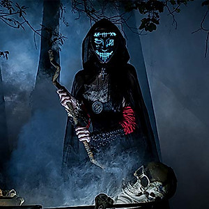 Halloween Scary Mask LED Mask LED Purge Mask [2PACK] LED Light Up Mask EL Wire Light Up for Festival Cosplay Halloween Costume Halloween Festival Party.