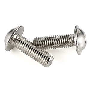 M8-1.25 x 8mm Flanged Button Head Socket Cap Screw Bolts, 304 Stainless Steel 18-8, Allen Socket Drive, Bright Finish, Fully Threaded, Pack of 20