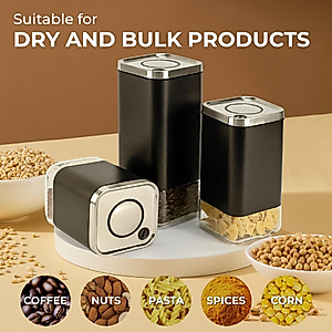 Kaffe Glass Storage Container. Coffee Canister - BPA Free Stainless Steel with Airtight Lid (16oz)