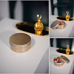 LIYAR 6 Oz Aluminum Metal Tin 18 Pack Can Tins Empty Screw Top Spice Tins Aluminum Containers with Lids(Frosted Gold)