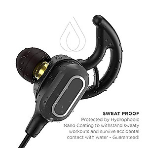 phaiser BHS-780 Bluetooth Headphones with Dual Graphene Driver, Bluetooth Sport Headset with Mic - Wireless Earbuds for Running - Sweatproof, Blackout