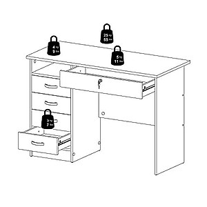 Tvilum, Oak Structure Walden Desk with 5 Drawers