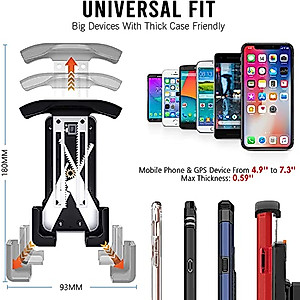 Asunby Bike Phone Holder Motorcycle Phone Mount Motorcycle Handlebar Cell Phone Clamp Scooter Phone Clip for iPhone 14 Plus / Pro Max, 13 Pro Max, S9, S10 and More 4.7" - 6.8" Smartphones