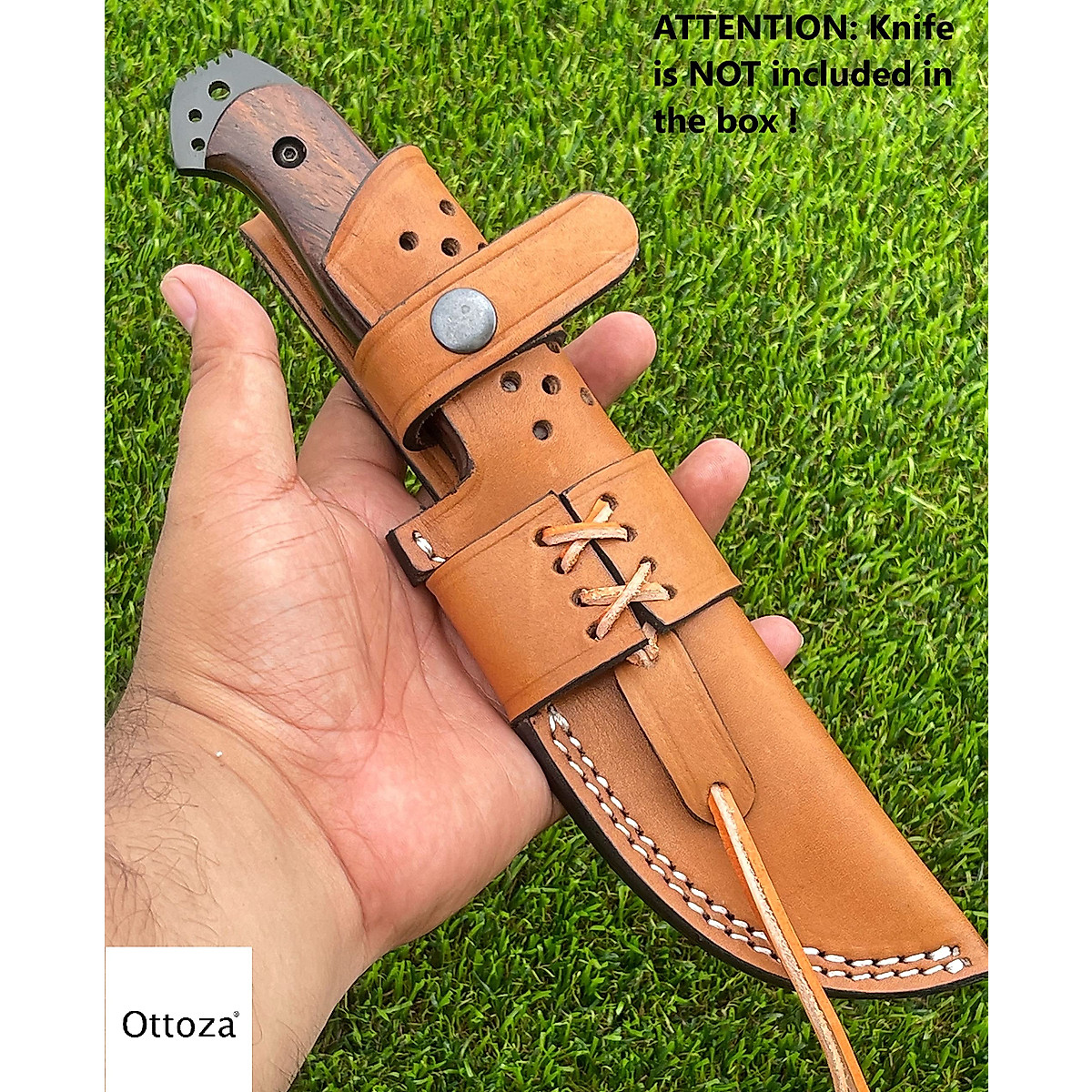 Ottoza Handmade Leather Knife Sheath SIDE DRAW Knife Sheath - Bushcraft Knife Sheath - Hunting Knife Sheath - Survival Knife Sheath - Vertical Knife Sheath Brown TOP GRAIN LEATHER No:334