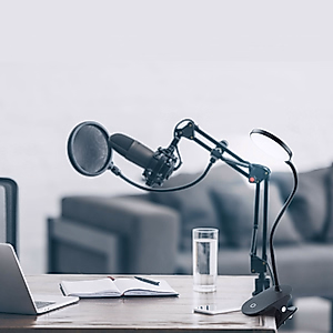 Newhouse Lighting NHCLP-USBC-BK Black Plastic Flexible and Dimmable Clip Light Clamp-Style Energy-Efficient LED Lamp with USB-C Charging Port for Office or Bedroom Use