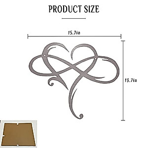 NASUHUAI Infinity Heart Metal Wall Decor Metal Wall Art Unique Infinity Heart Wall Decor Love Sign Plaque Steel Art.Be Used For wall Decor Bedroom Livingroom Decor（15.7 * 13.7） (Silver)