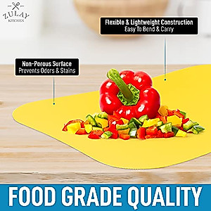 Zulay Kitchen Non-Slip Flexible Cutting Board - Dishwasher Friendly Cutting Mats For Cooking - Thick & Durable Flexible Cutting Mats - Non-Porous Cutting Board Mat Set of 3