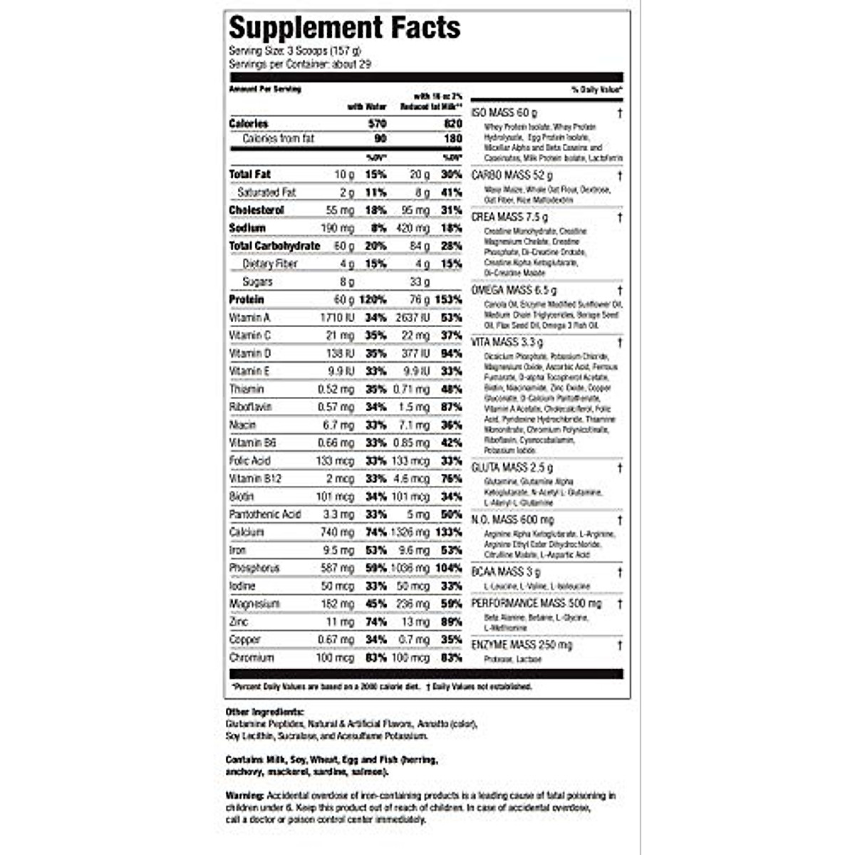Ultimate Nutrition ISO Mass Xtreme Gainer, Isolate Protein Powder with Creatine - Weight Gain Serious Lean Muscle Mass with 60 Grams of Protein, Banana, 30 Servings