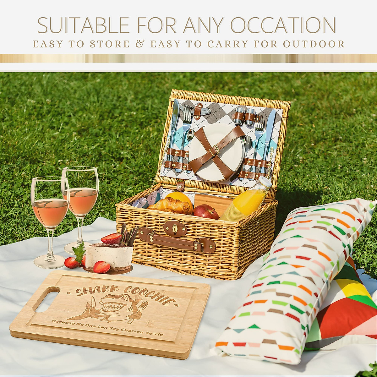 Shark Cootie Charcuterie Board, Because No One Can Say Charcuterie, 14 in Cheese Board, Cutting Board Laser Engraved Shark Pattern, Serving Tray, Funny Housewarming Gift