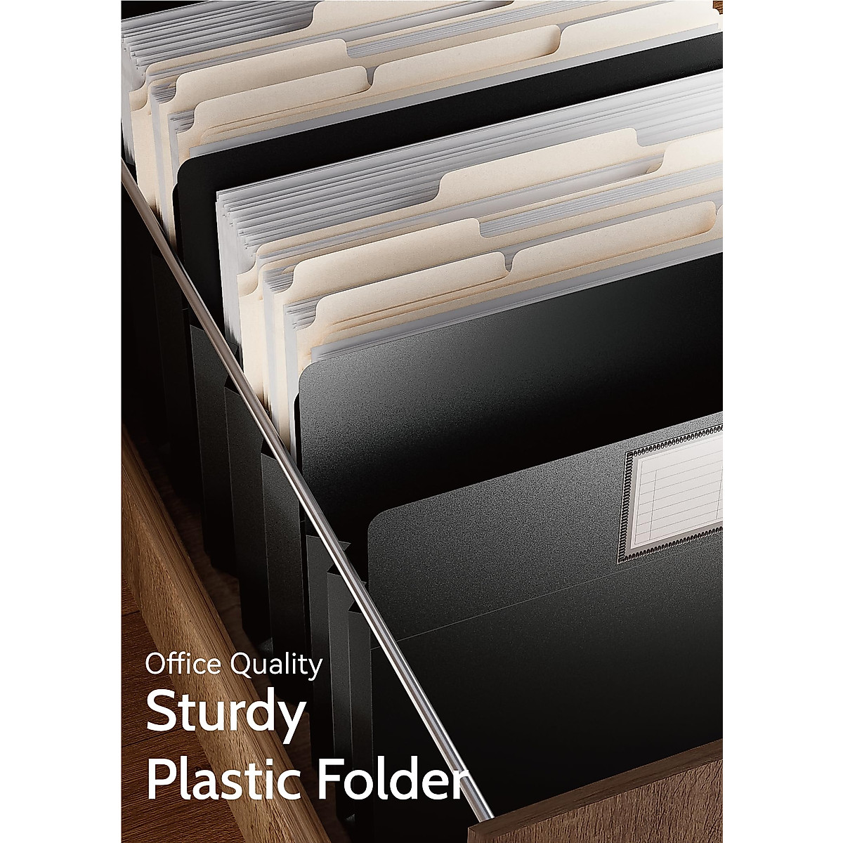 SortRax Plastic Expanding File Pockets, 6" Expansion Accordion Folder, Letter Size, 10 Pack - Matte Black