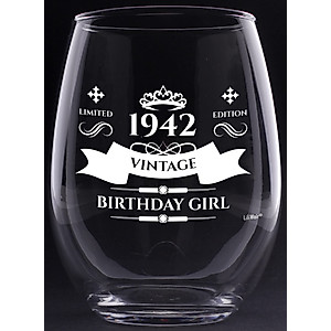 82nd Birthday Gifts for Women 1942 - Wine Glass, Best Friend Birthday Gifts for Woman Happy Birthday Gift for Women Turning 82 Years Old, 82nd Birthday Gift Ideas for Woman, Funny Birthday Presents