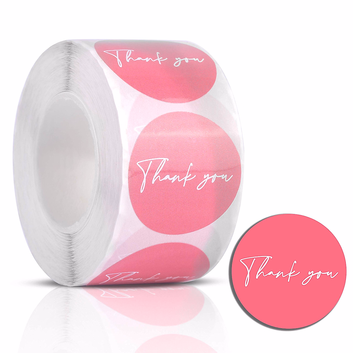 Round Thank You Stickers, Thank You Sticker Supplies for Business Packaging, Bubble Mailers & Bags (1.5'', Light Red)